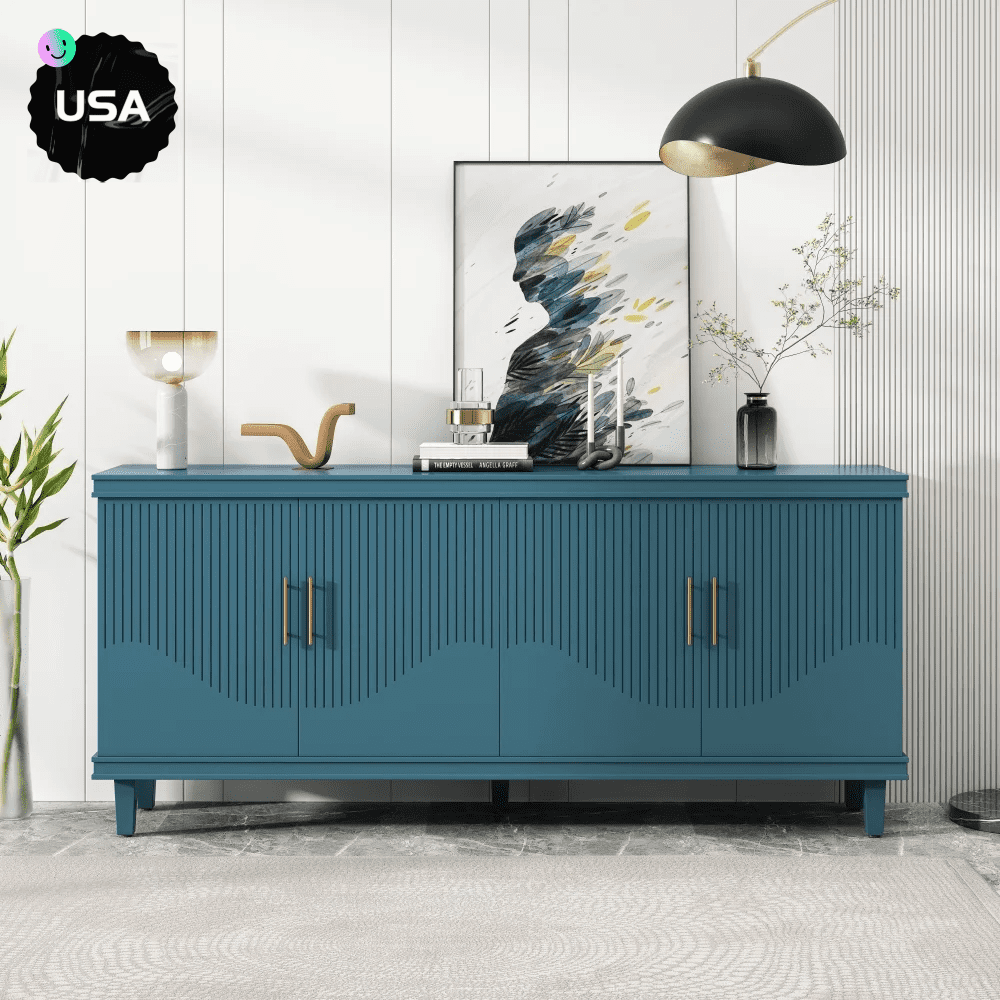 Tcbosik 70.07" Kitchen Storage Cabinet with 4-Doors, Sideboard Buffet Cabinet for Living Room ...