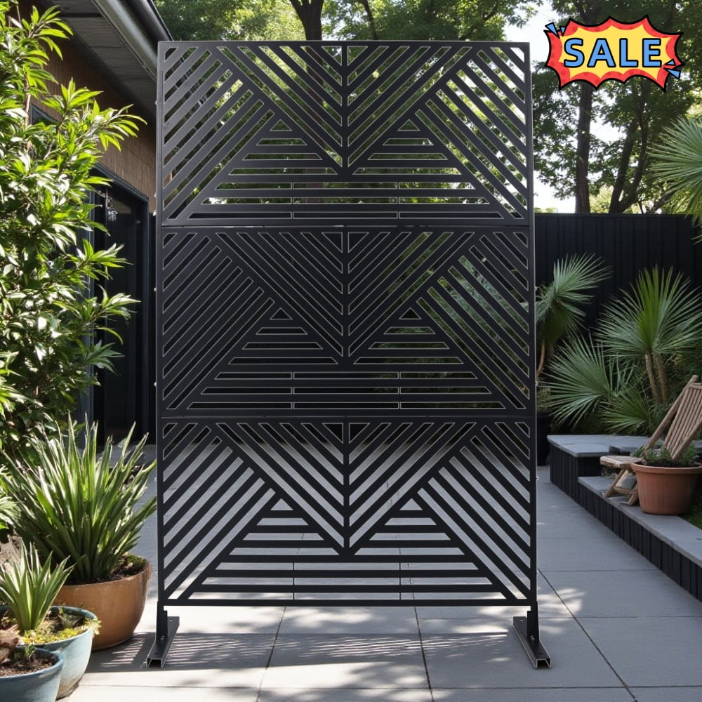 Tcbosik 76"H x 48"W Metal Outdoor Privacy Screen, Freestanding ...