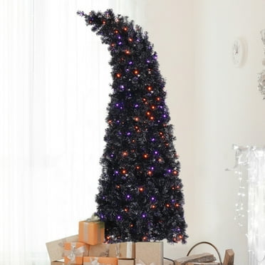 6FT Bent Top Christmas Halloween Tree, Artificial Fir Bendable Grinch ...