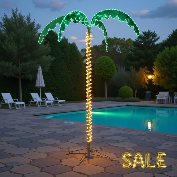 Tcbosik 7ft Lighted Palm Trees, Artificial Palm Tree with 306 LED ...