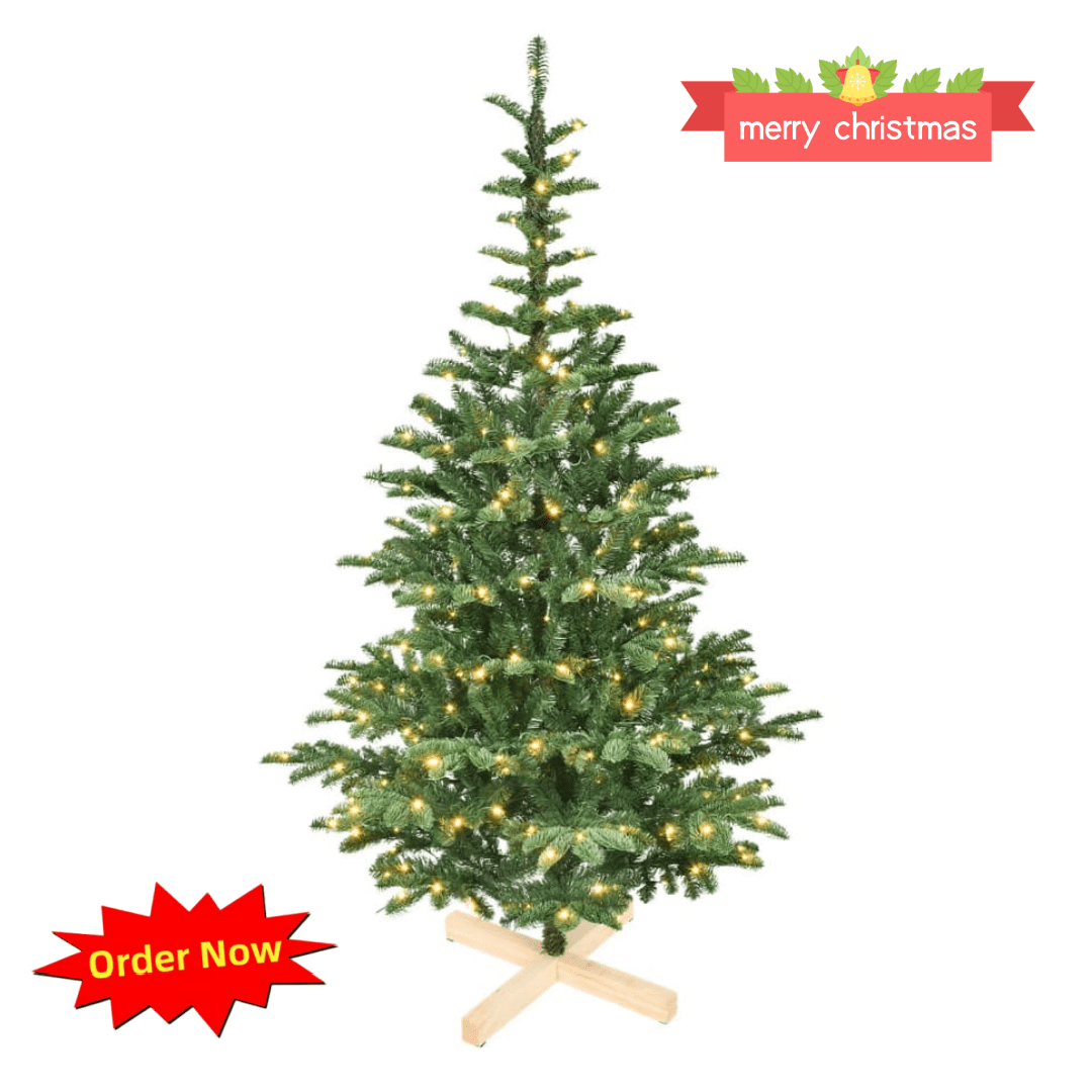 Tcbosik 8ft Pre-Lit Artificial Hinged Christmas Tree with Lights and ...