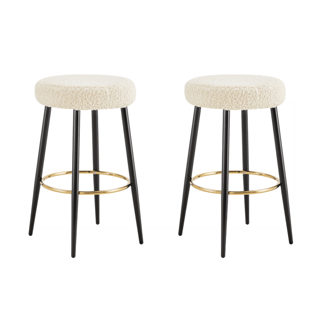 Tcbosik Bar Stools Set of 2, Round Counter Height Bar Stools, Backless ...