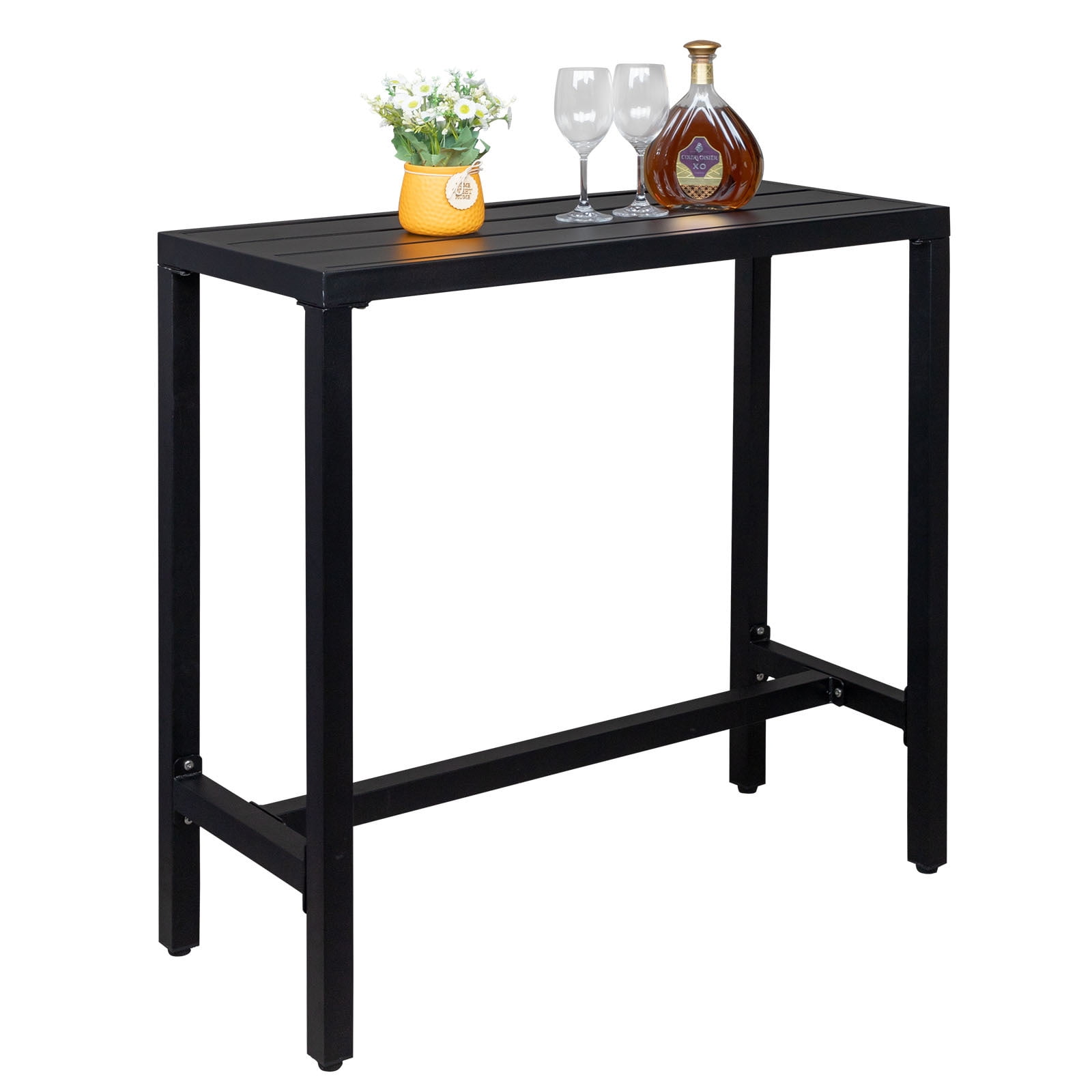 Tcbosik Patio Bar Table, 40" Iron Pub Table Rectangular Counter Height ...