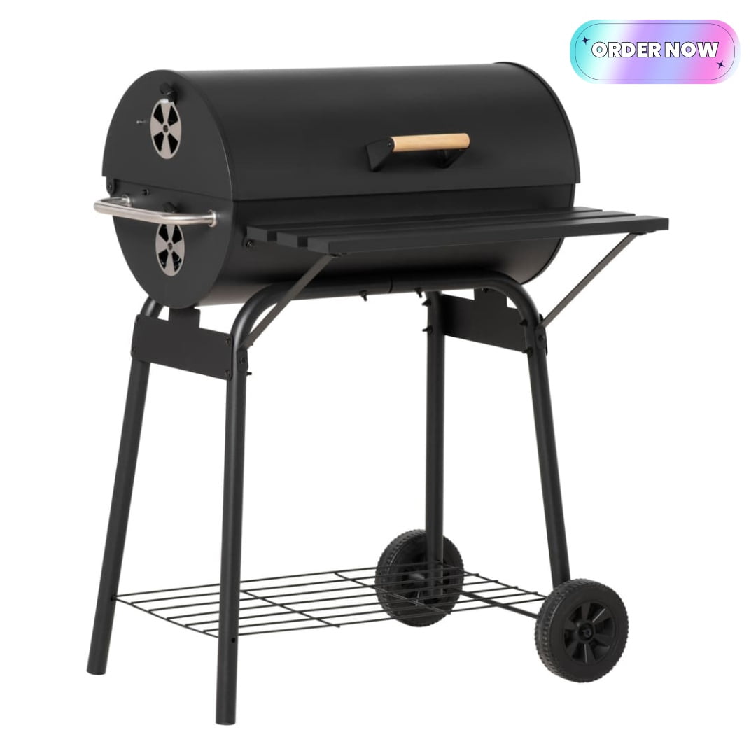 Tcbosik Barrel Charcoal Grill with Side Shelf, Barbecue Smoker Grill ...