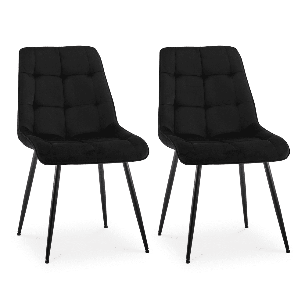 Tcbosik Black Dining Chairs Set of 2, Upholstered Velvet Armless Accent ...