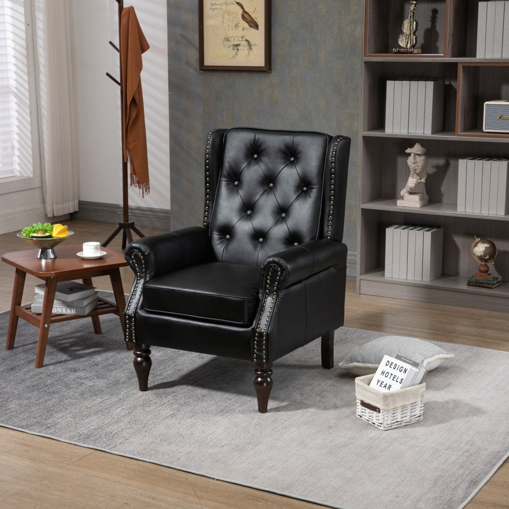 Tcbosik Button-Tufted Accent Chair with High Wingback, Rounded ...