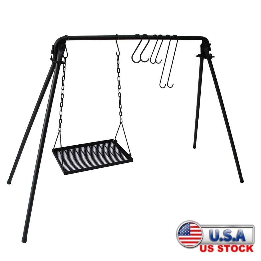 Tcbosik Campfire Grill Stand with Adjustable Grill Grate, Collapsible ...