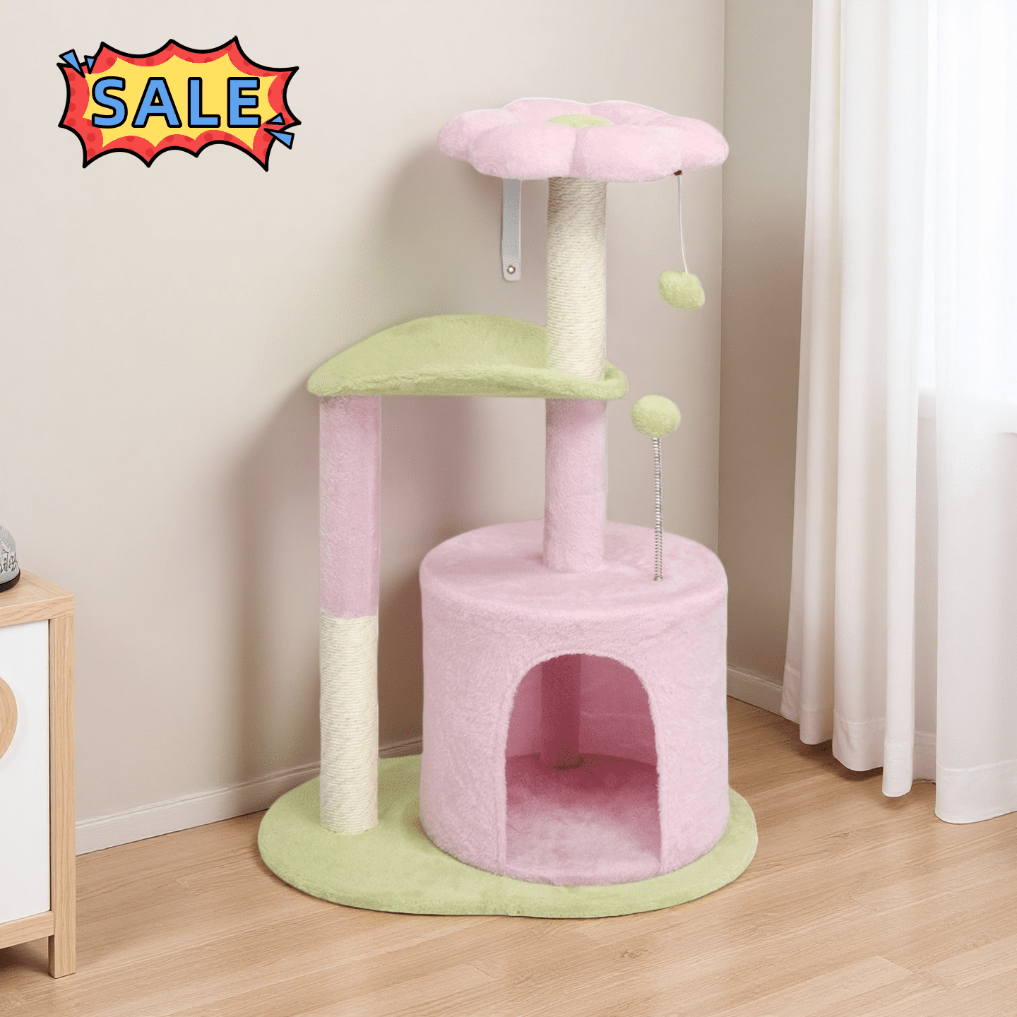 Tcbosik Cat Tree, 33"H Multi-Level Cat Condo with Scratching Post and ...