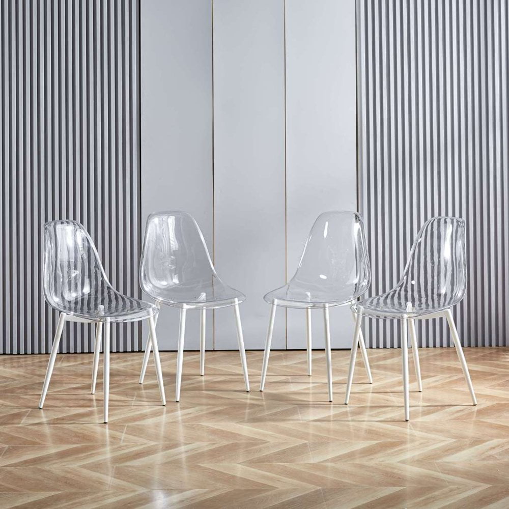Tcbosik Clear Dining Chairs Set of 4, Modern Kitchen Chairs with ...
