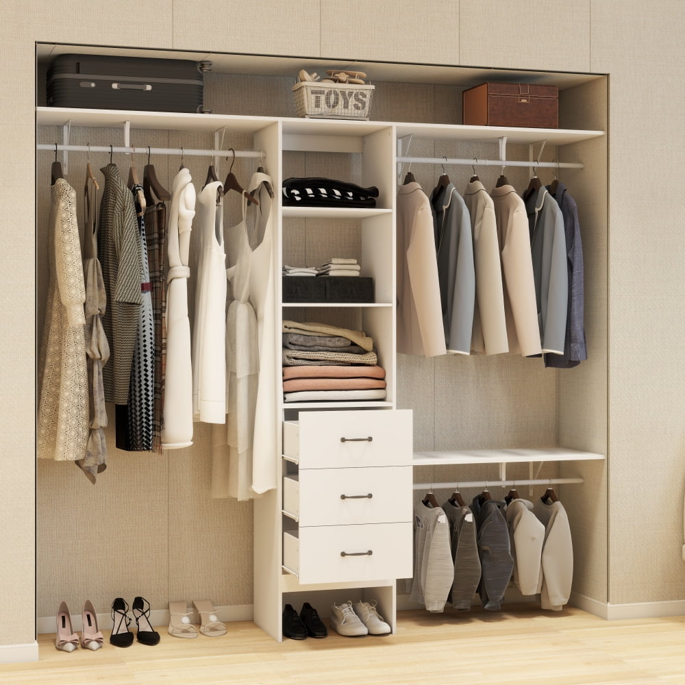 Tcbosik Closet System with Drawers and Adjustable Shelves, 8FT Walk in ...