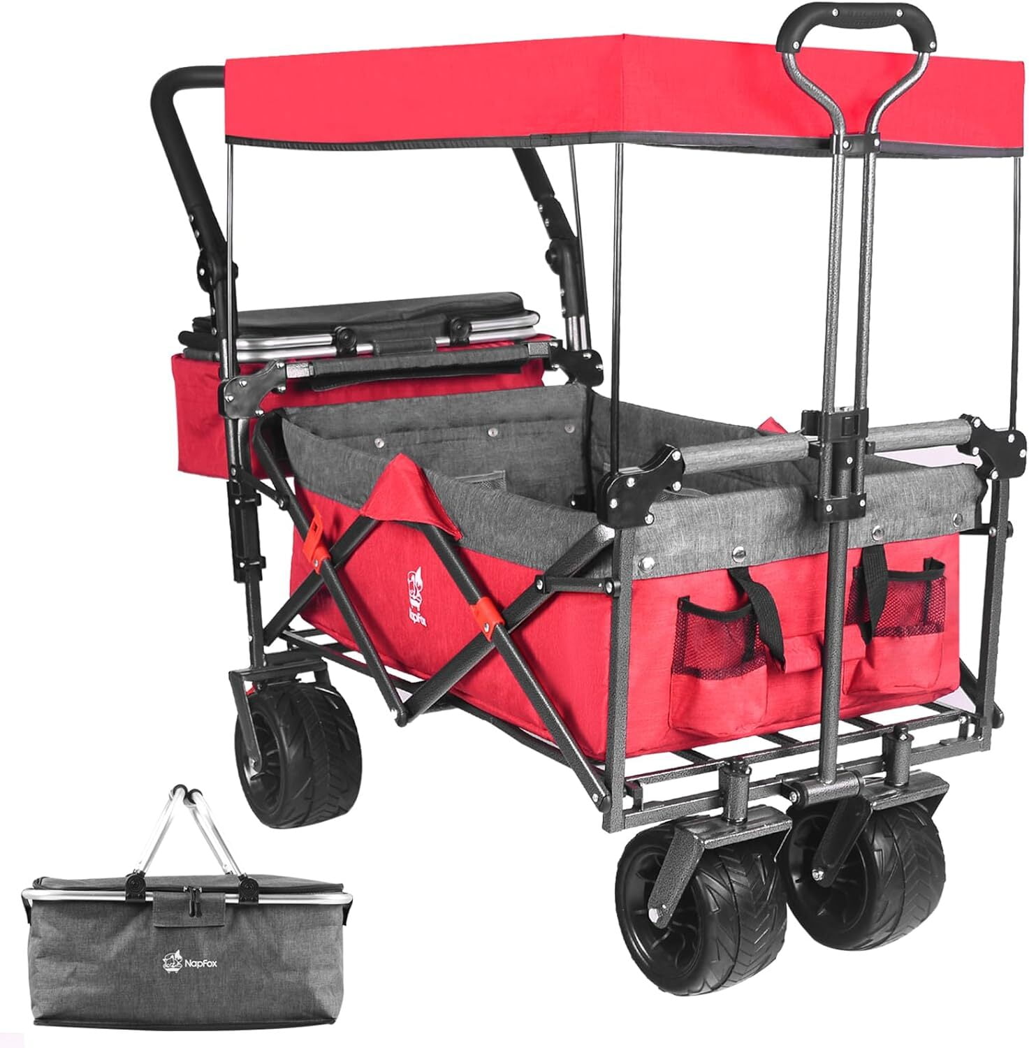 Tcbosik Collapsible Canopy Wagon with Canopy and Cooler Bag, Heavy Duty ...