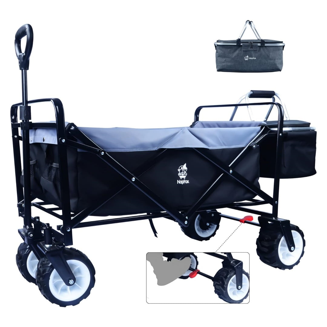 Tcbosik Collapsible Foldable Wagon with Cup Holder, Brake and Cooler ...