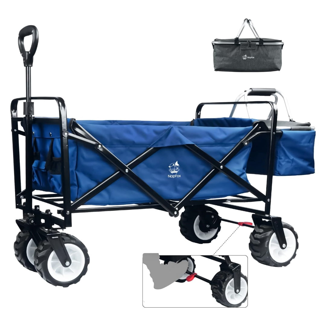 Tcbosik Collapsible Wagon Cart with Brake and Cooler Bag, Portable ...