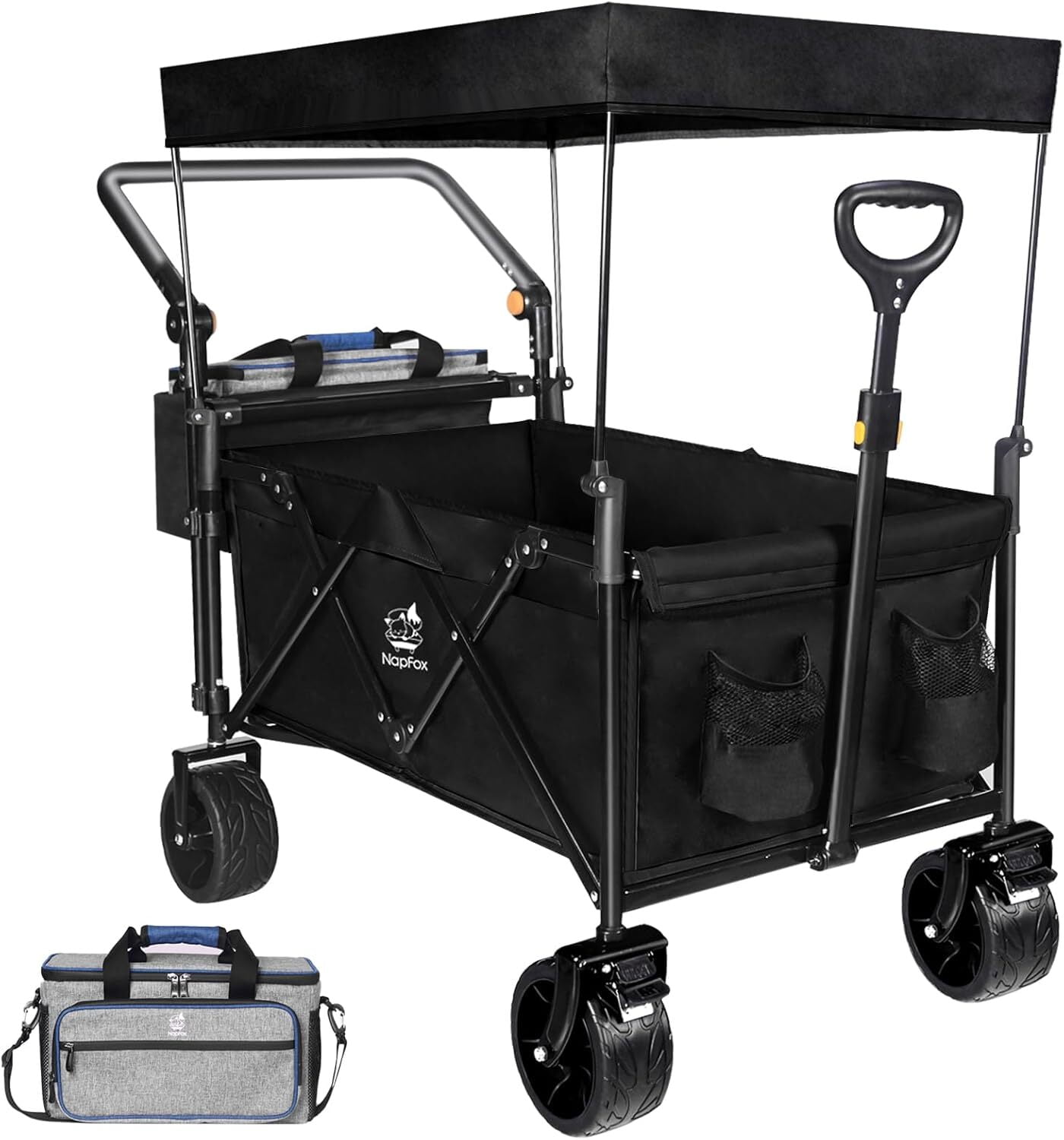 Tcbosik Collapsible Wagon with Removable Canopy - Heavy Duty Foldable ...