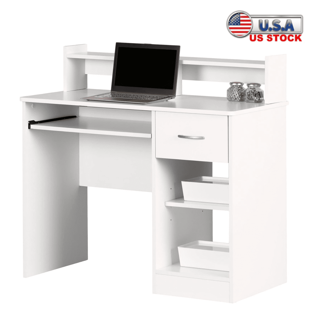 Tcbosik Computer Desk with Drawer, Home Office Desk with Storage ...