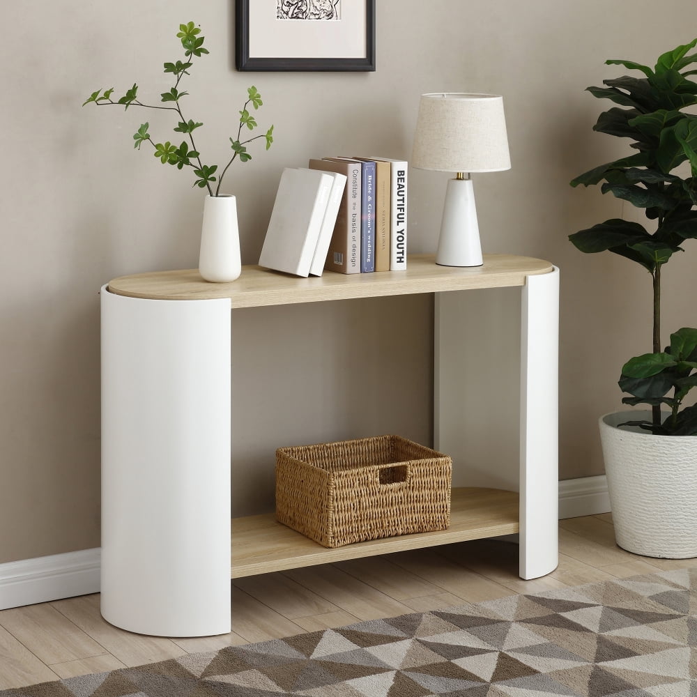Tcbosik Console Table with Storage, 2-Tier Modern Sofa Table for Living ...