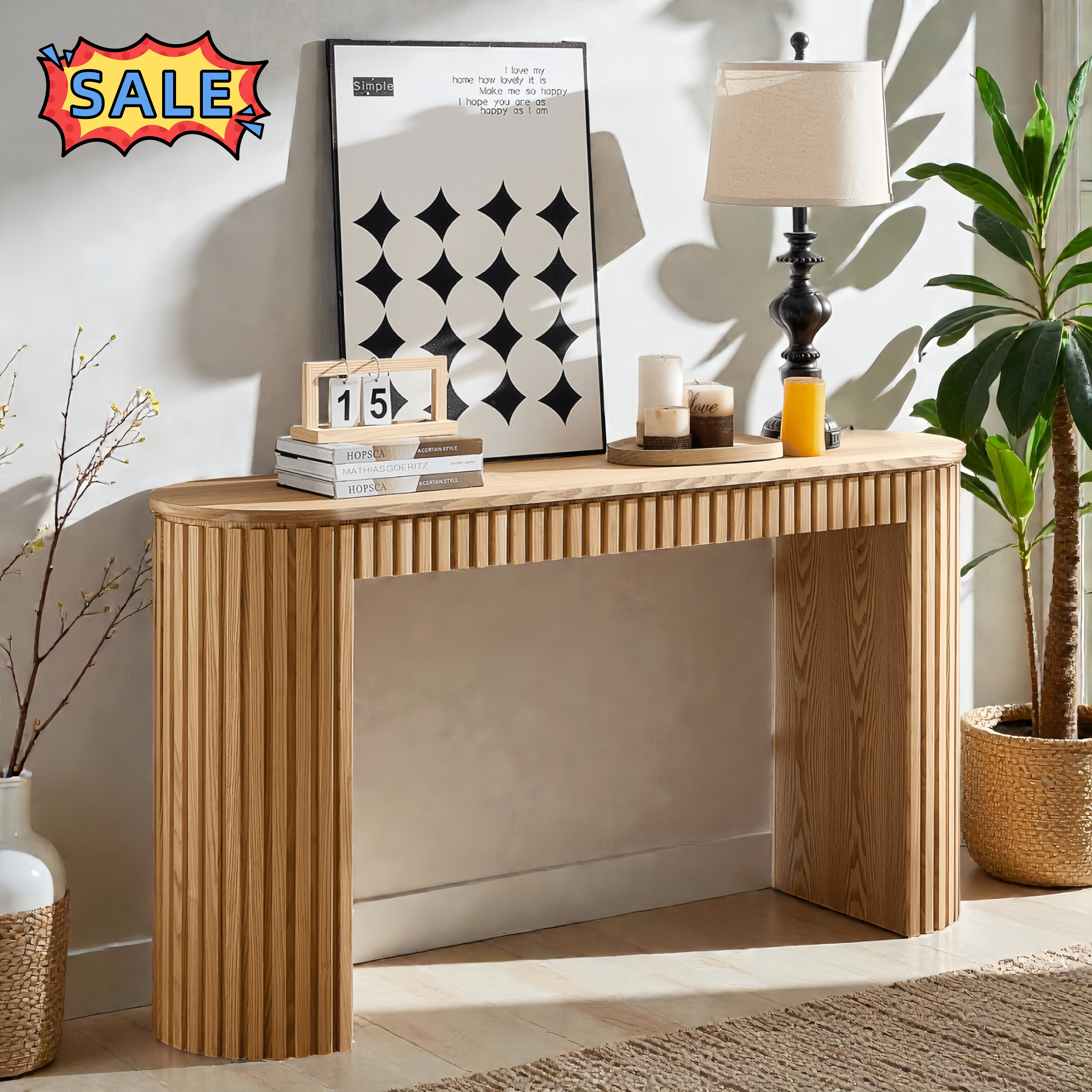 Tcbosik Console Table with Storage, 59 inch Modern Entryway Table with ...