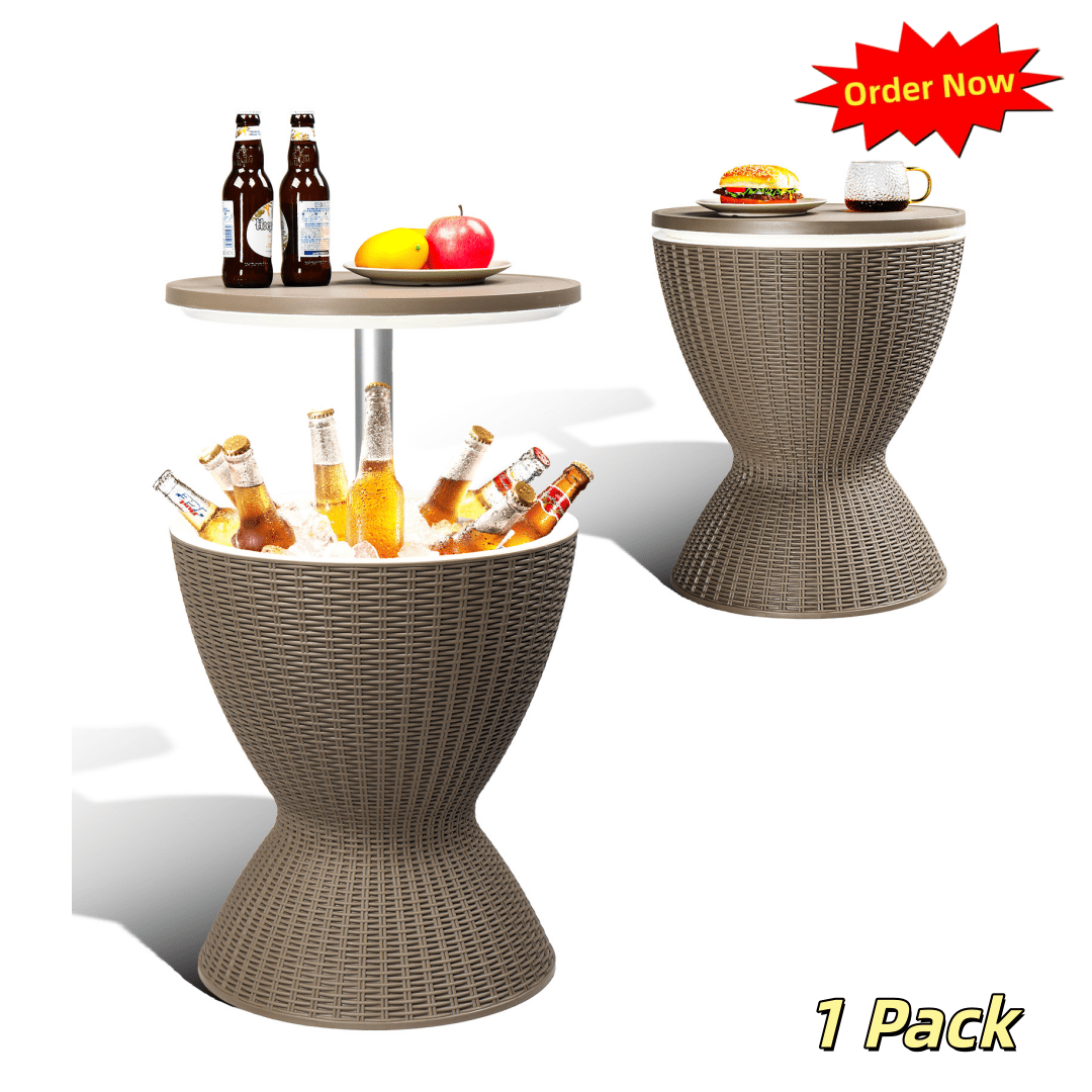 Tcbosik Cool Bar Table, Height-Adjustable Outdoor Side Table with 8 ...