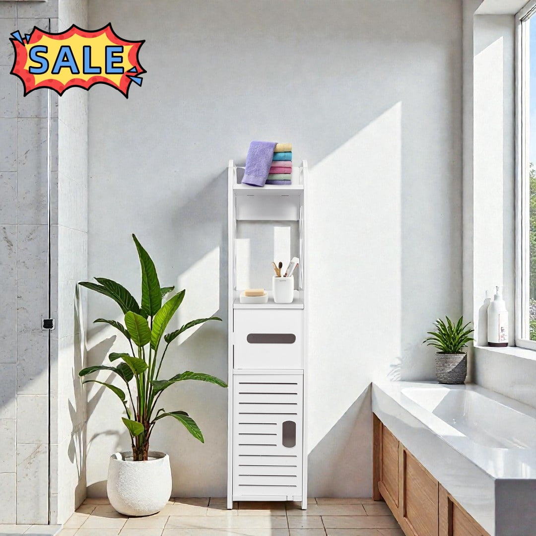 Tcbosik Corner Storage Cabinet with Door and Open Shelves, Freestanding ...