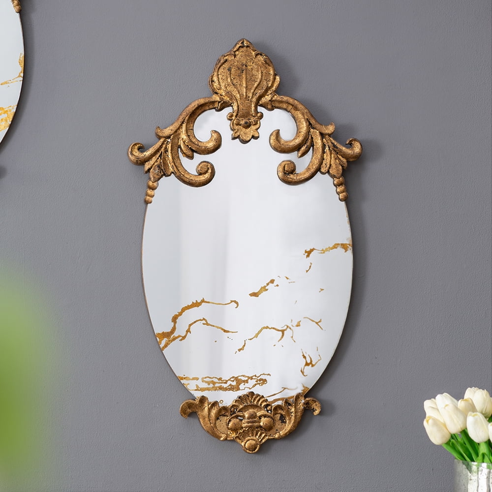 Tcbosik Decorative Oval Wall Mirror, Artistic Antique Gold Scrollwork ...