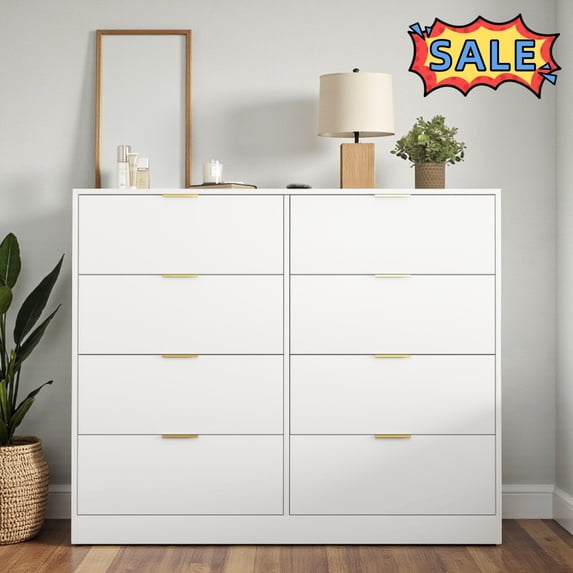Tcbosik Double Dresser with 8 Storage Drawers, Large Chest of Drawers ...