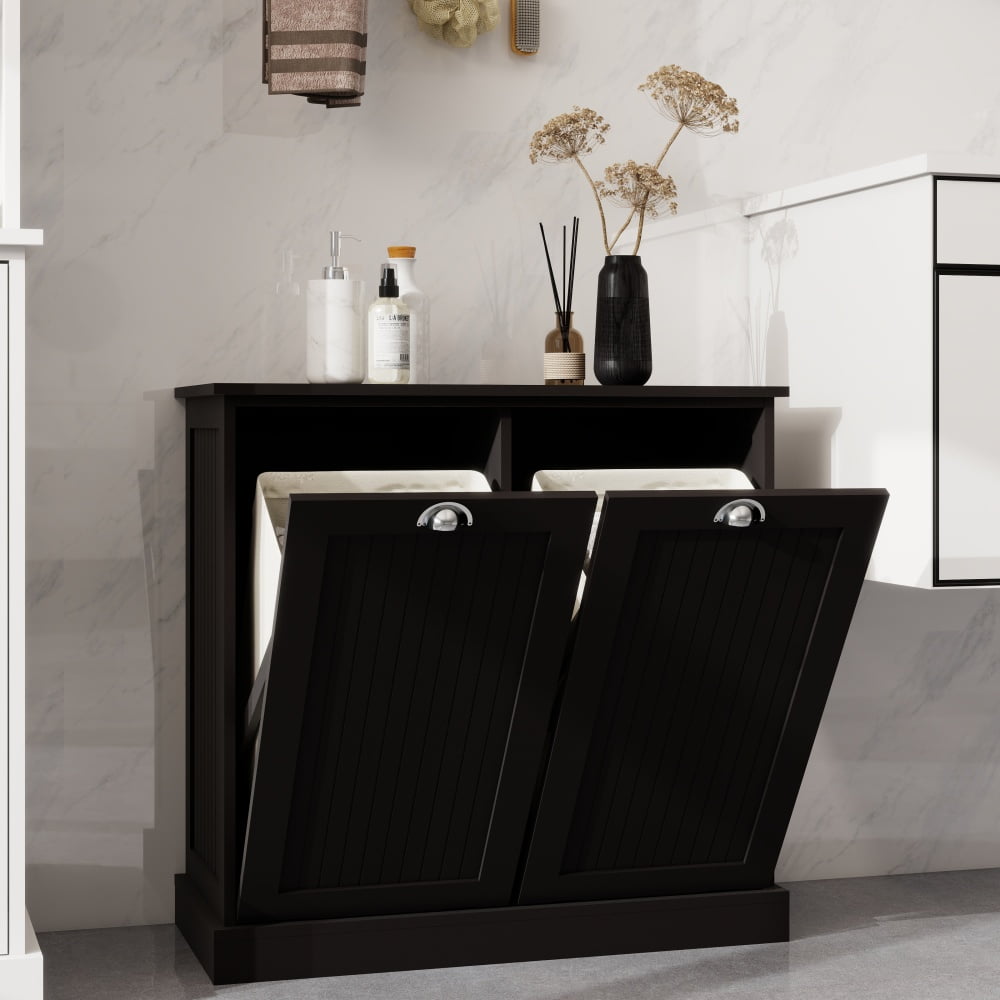 Tcbosik Double Tilt Out Trash Bin Cabinet for Kitchen, Dog Proof ...