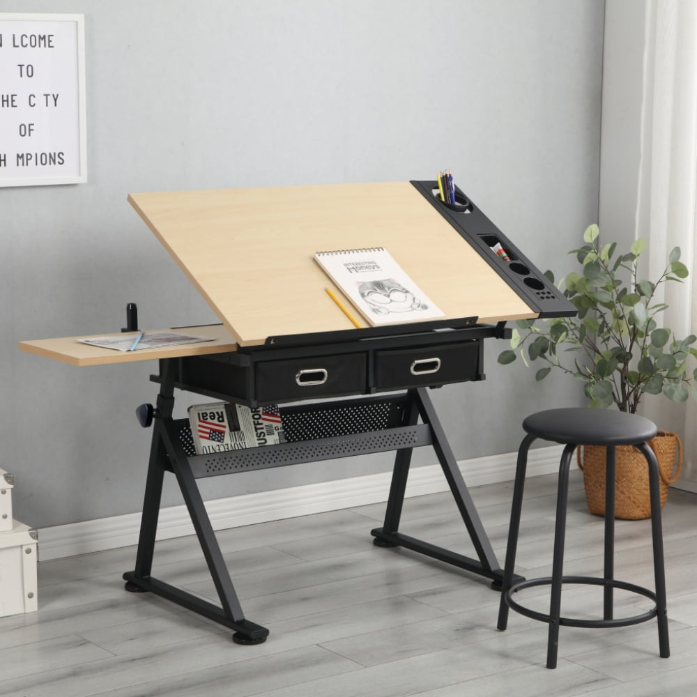Tcbosik Drafting Table w/Stool, 27.1"-35.8" Height Adjustable Art Craft ...