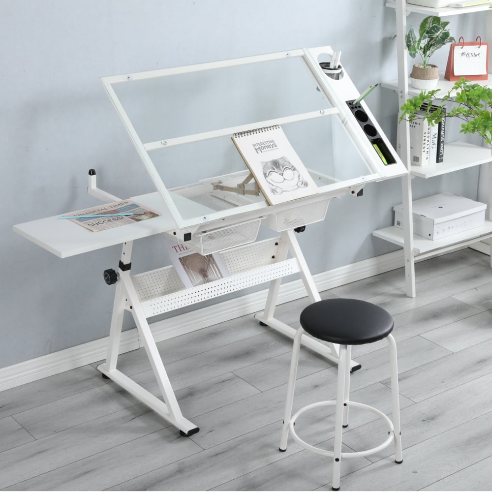 Tcbosik Drafting Table w/Stool, Height Adjustable Art Craft Artists ...