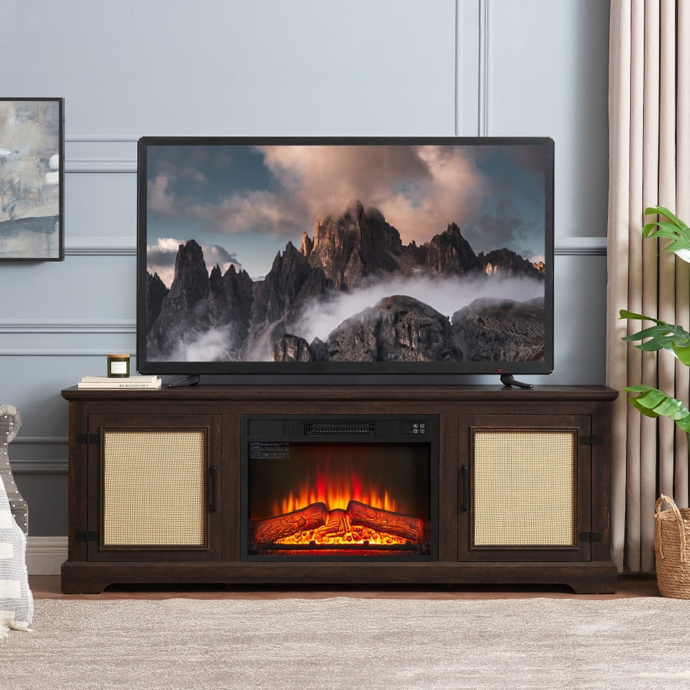 Tcbosik Farmhouse TV Stand with 23" Electric Fireplace Insert for TVs ...