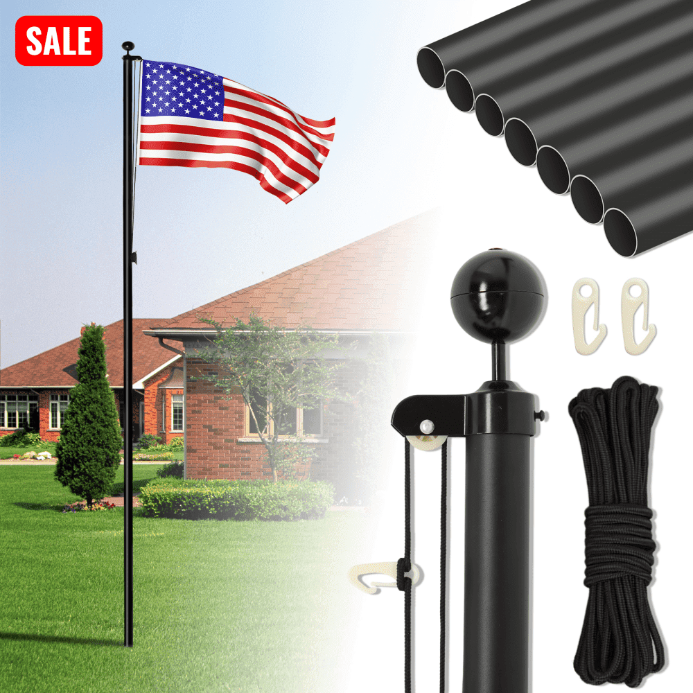 Tcbosik Flag Pole Kit with 5' x 3' American Flag, 20FT Heavy Duty ...