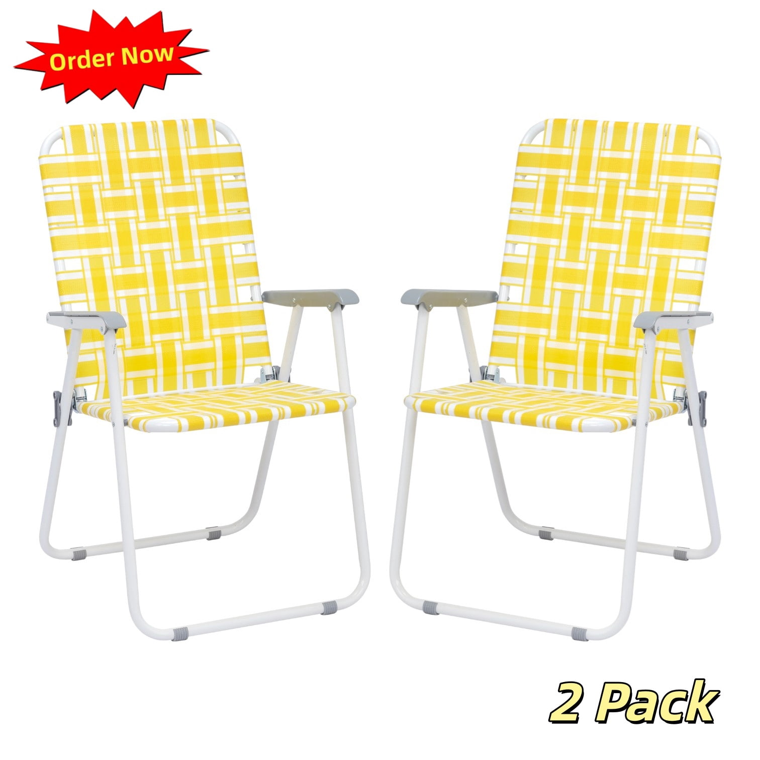 Tcbosik Folding Beach Chairs Set of 2, Outdoor Portable Camping Chair ...
