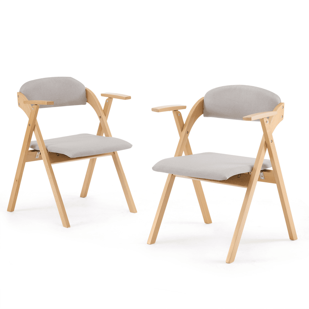 Tcbosik Folding Chairs Set of 2, Dining Chair with Arm and Padded Seat ...