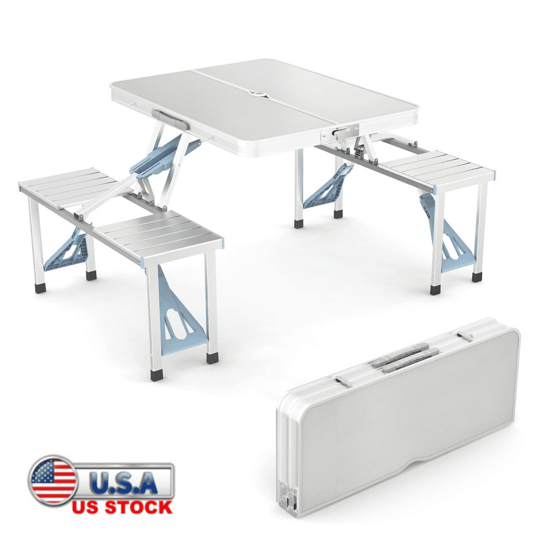 Tcbosik Folding Picnic Table and Chairs Set, Portable Camping Table ...
