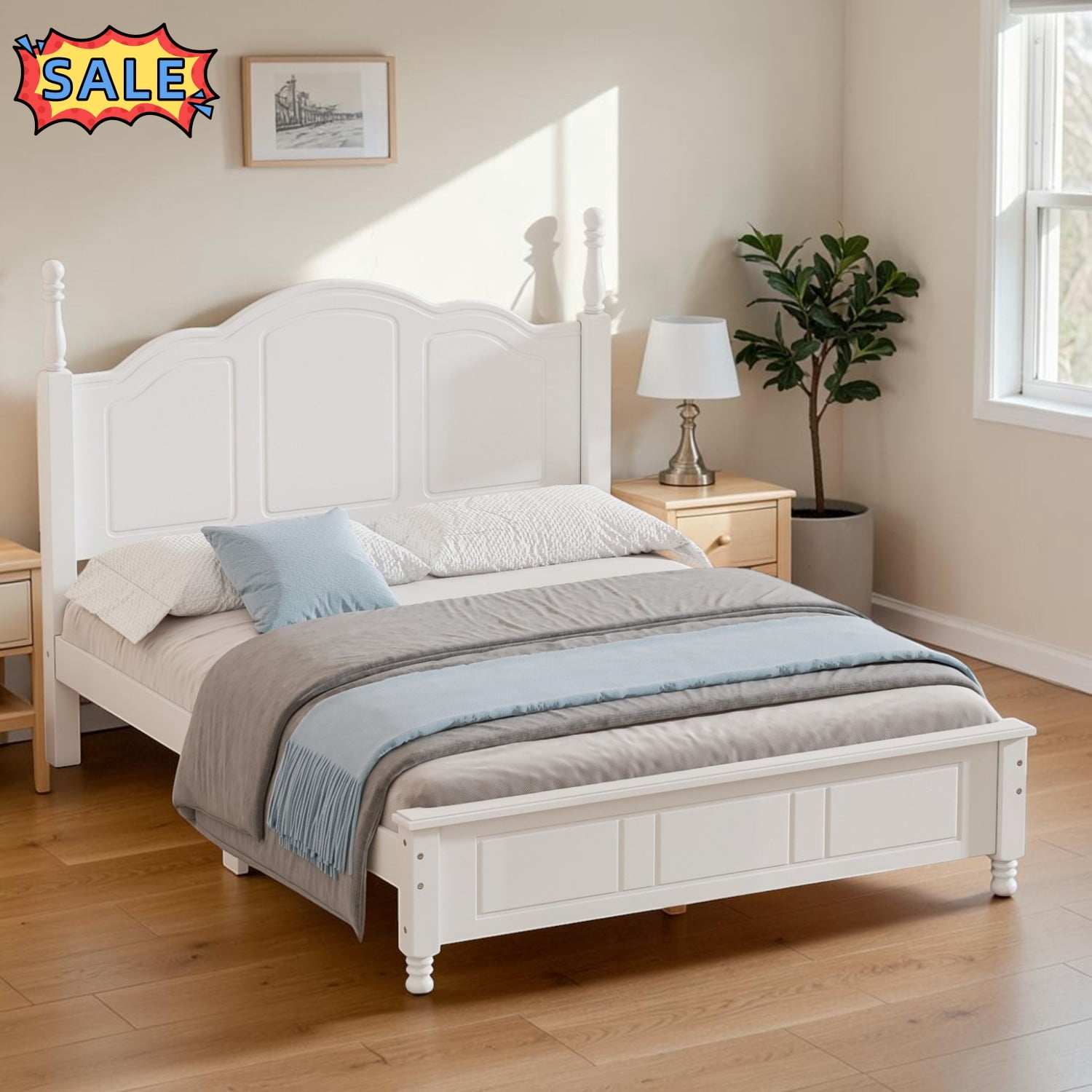 Tcbosik Full Size Bed Frame with Headboard, Mattress Foundation with ...
