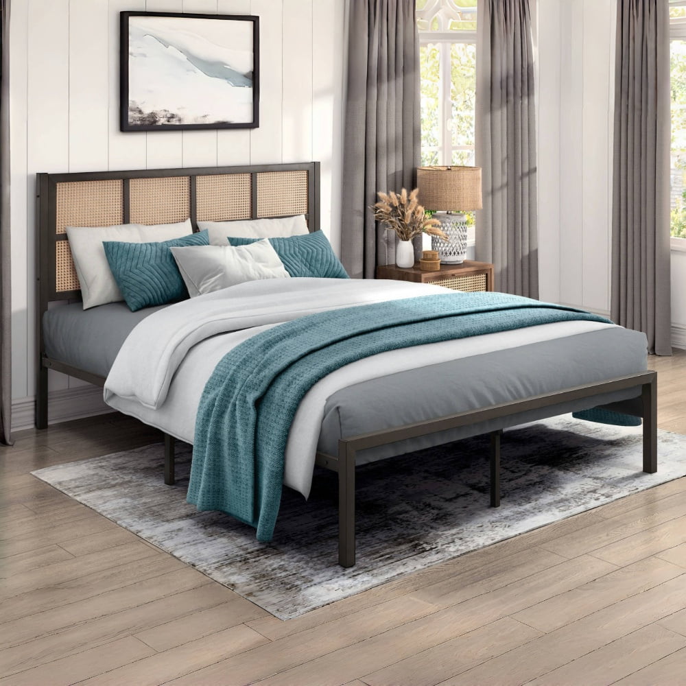 Tcbosik Full Size Platform Bed, Metal Bed Frame for Bedroom, No Box ...