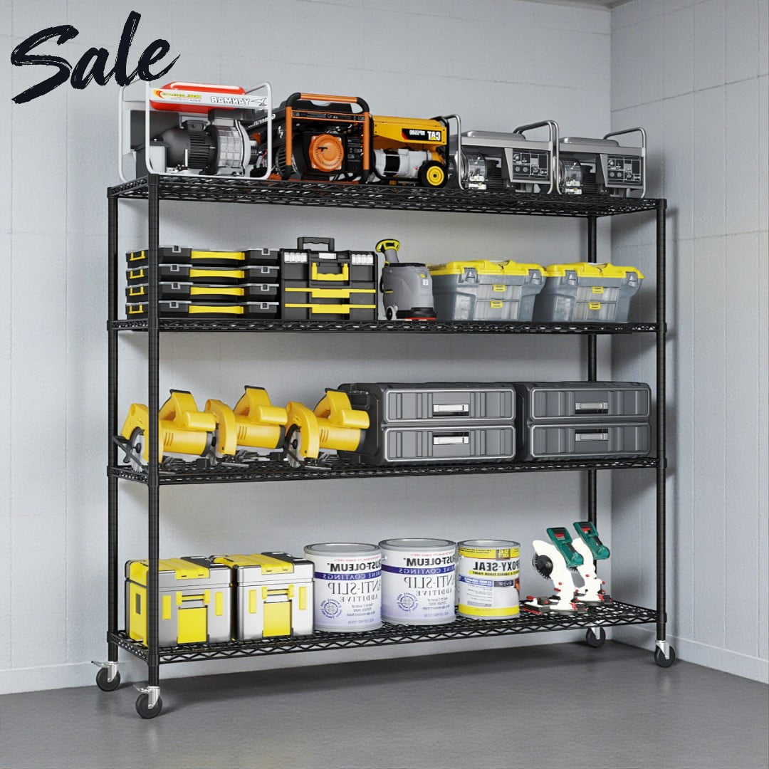 Tcbosik Garage Wide Shelving Unit with Swivel Casters and Leveling Feet ...