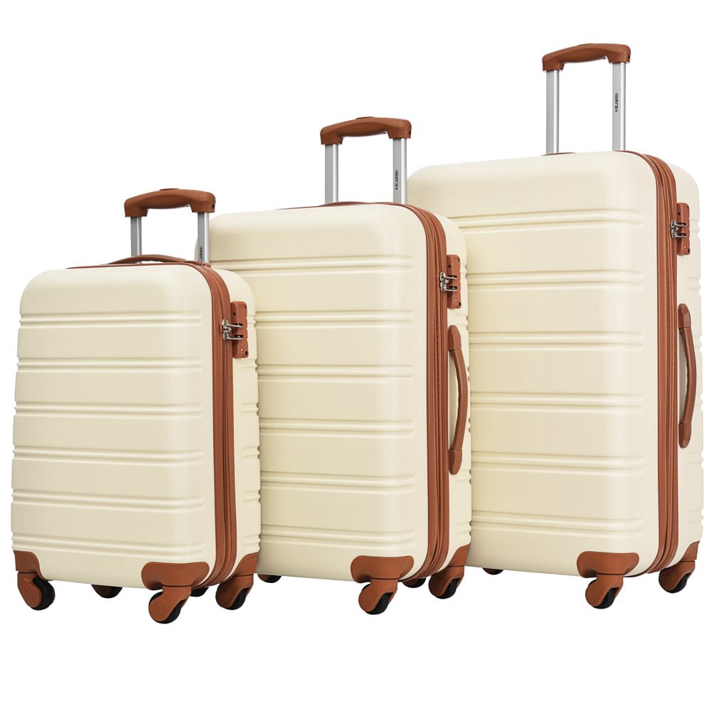 Tcbosik Hardside Expandable Spinner Wheel Luggages, Antique White, 3 ...