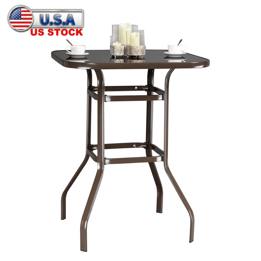 Tcbosik High Bar Table, Modern Outdoor Patio Table,Square Wrought Iron ...