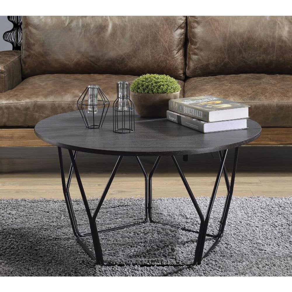 Tcbosik Industrial Coffee Table Round Modern Design Cocktail Table Drum ...