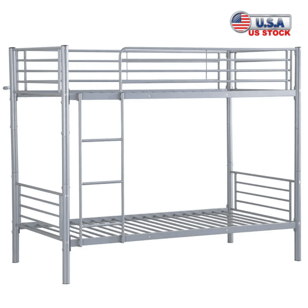 Tcbosik Bunk Bed Twin Over Twin Size with Ladder and Guardrail, Iron ...