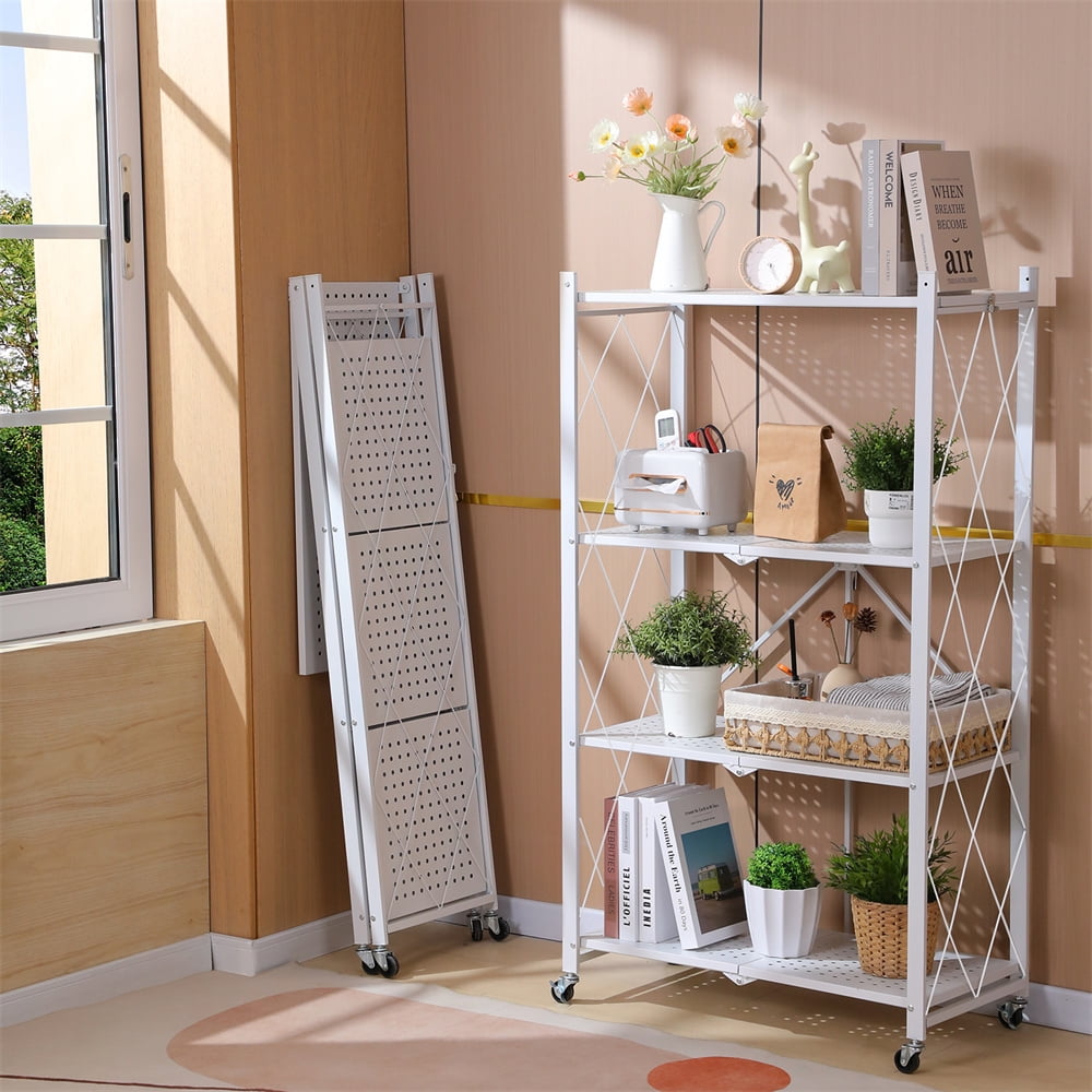 Tcbosik Joybos® 4-Story Storage Shelf with Wheels, Heavy Duty Metal ...
