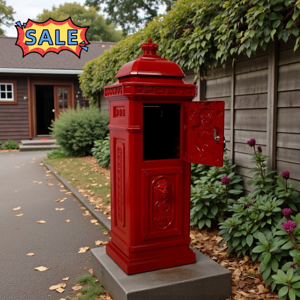 Tcbosik Large-Capacity Cast Aluminum Mailbox, Outdoor Floor Standing ...