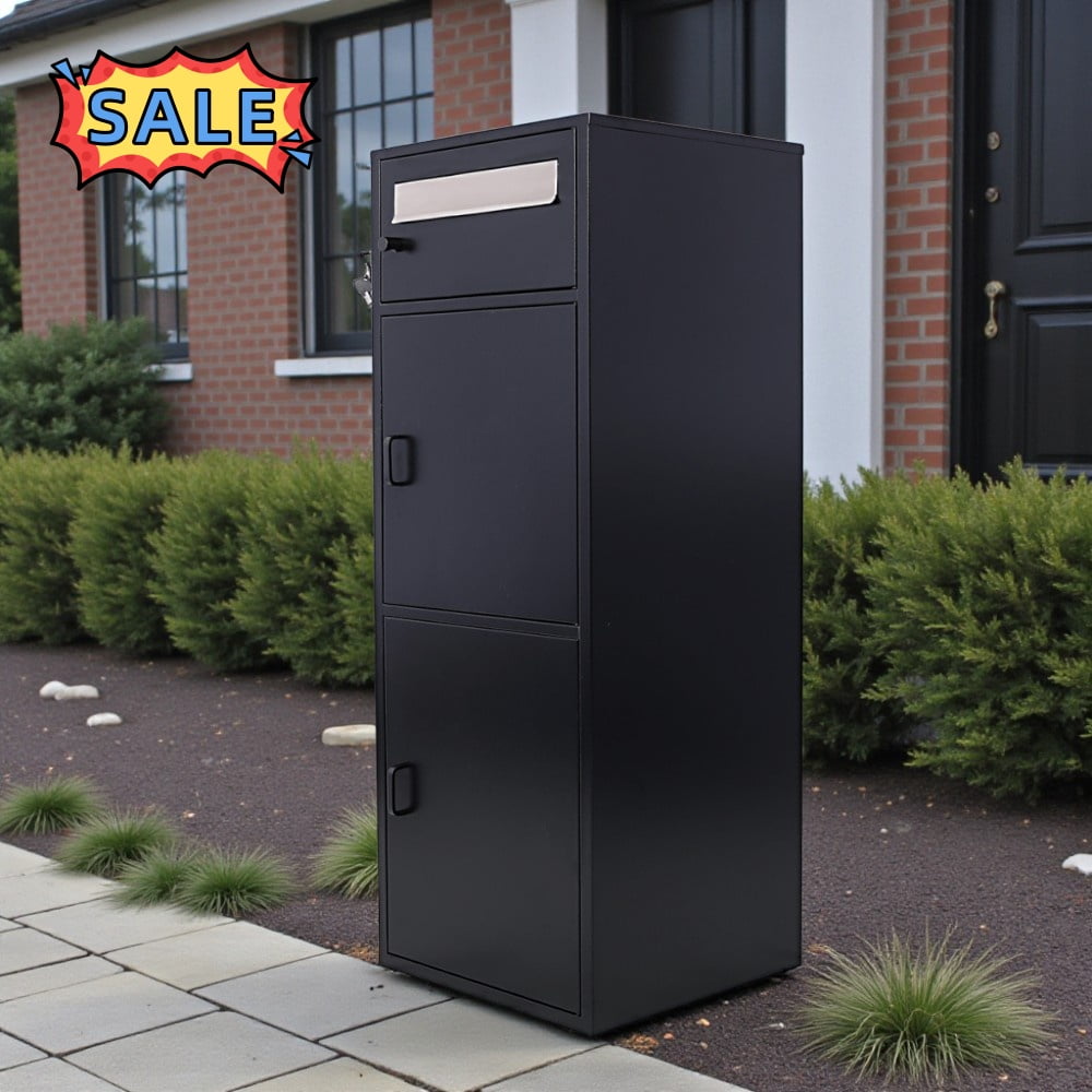 Tcbosik Large Lockable Parcel Drop Box, Floor-Mount Steel Mail Drop ...