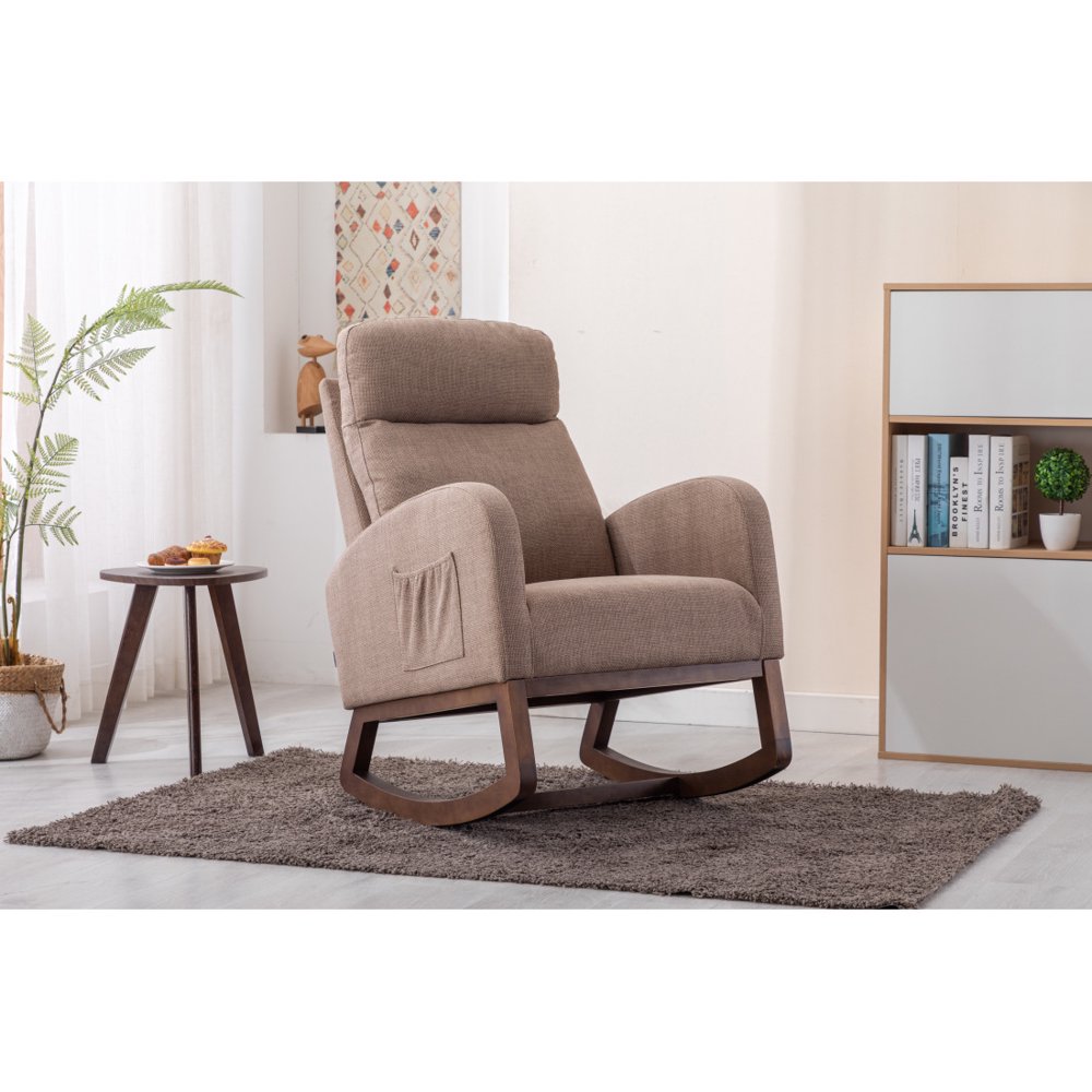 Tcbosik Living Room High Back Rocking Chair Nursery Chair, Comfortable ...