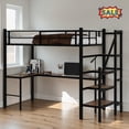 Tcbosik Loft Bed Twin Size with L-Shaped Desk, Metal Bed Frame with ...