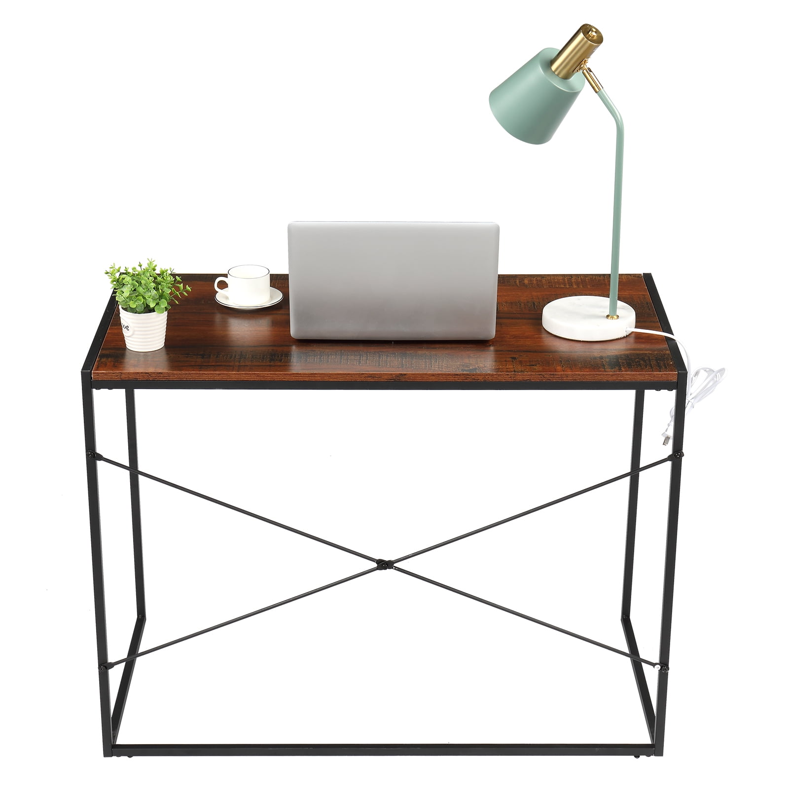 Tcbosik MDF Triamine Simple Cross Computer Desk Black Paint-100*50*75Cm ...