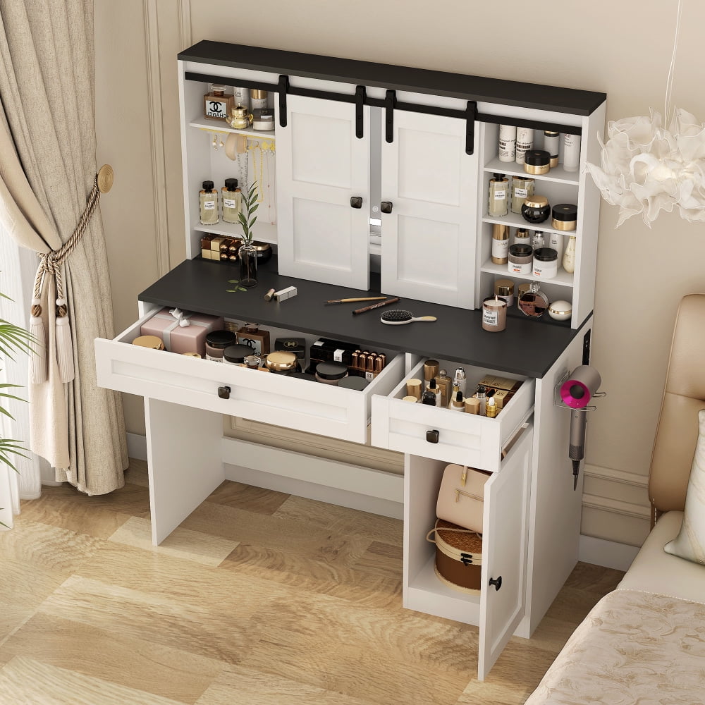 Tcbosik Makeup Vanity Desk with Lighted Mirror, Vanity Table with ...