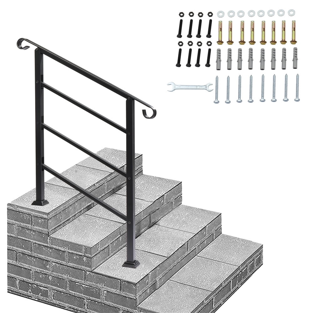 Tcbosik Metal Handrails for Outdoor Steps, 1 to 3 Step Rails, Hand ...