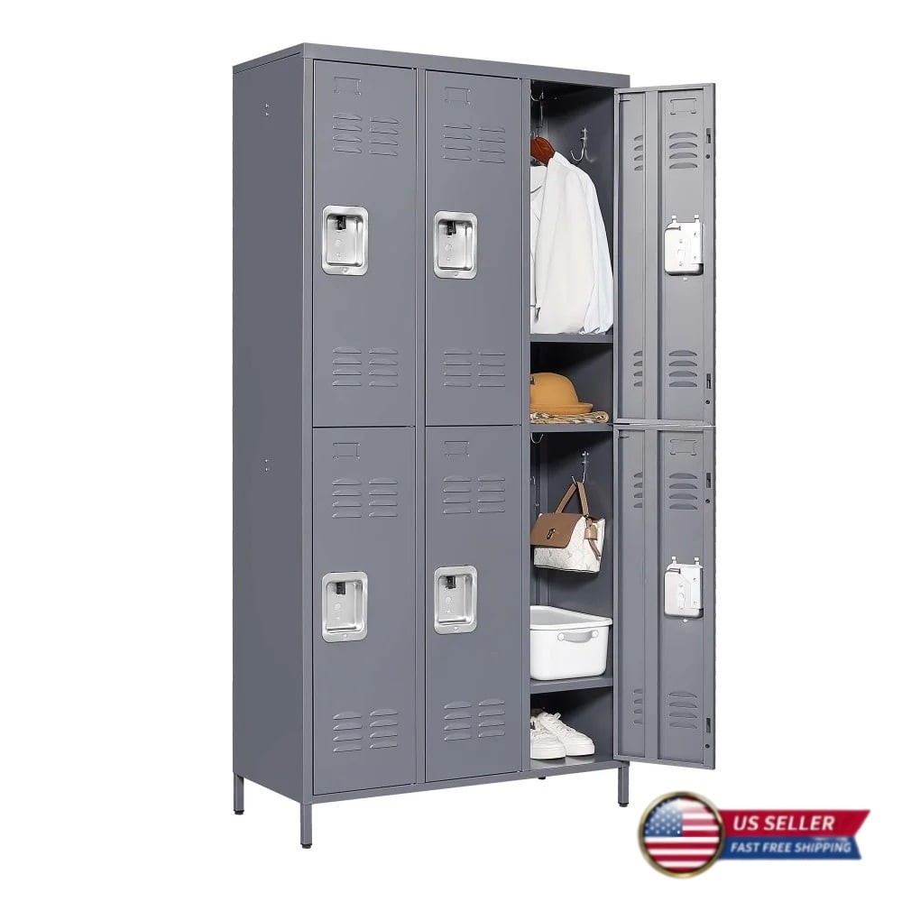 Tcbosik Storage Cabinet with 6 Doors for Employees, Metal Locker with ...