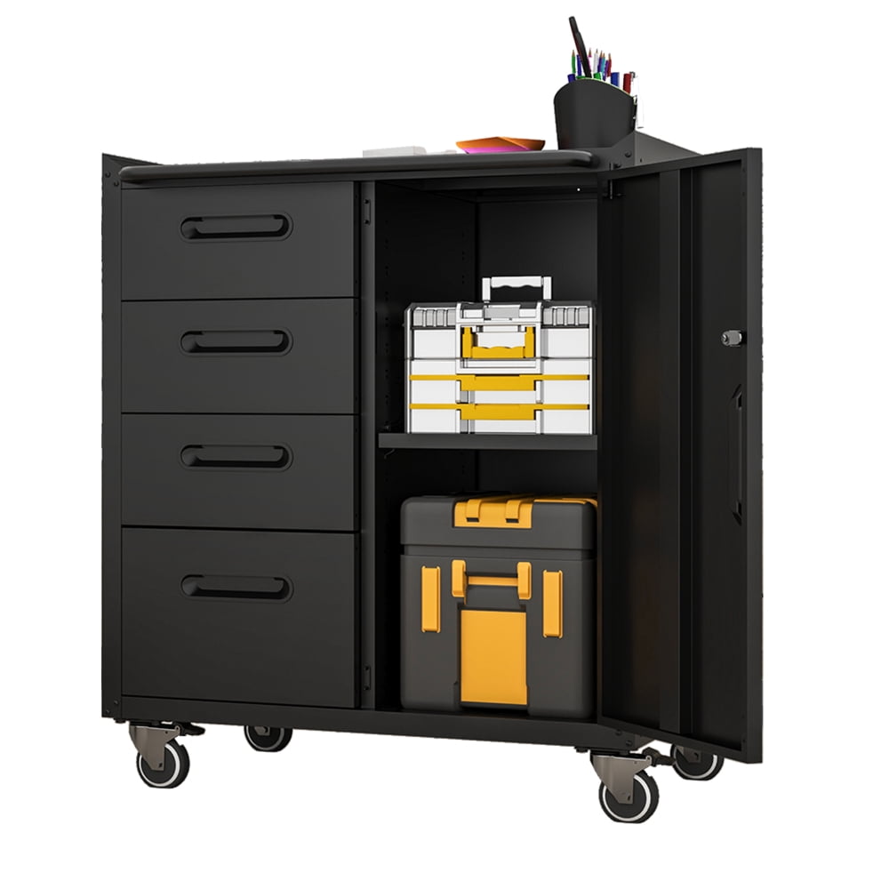 Tcbosik Metal Storage Cabinet with Wheels, Mobile File Cabinet with ...